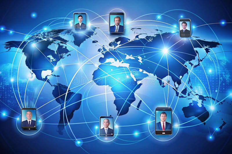 Global Communications Map, Binary, Smart Phones and Globe Connections ...