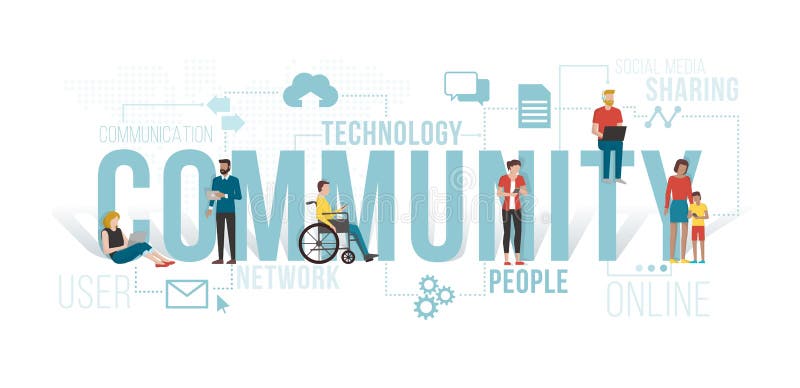 Community House and People Icon Stock Vector - Illustration of card ...