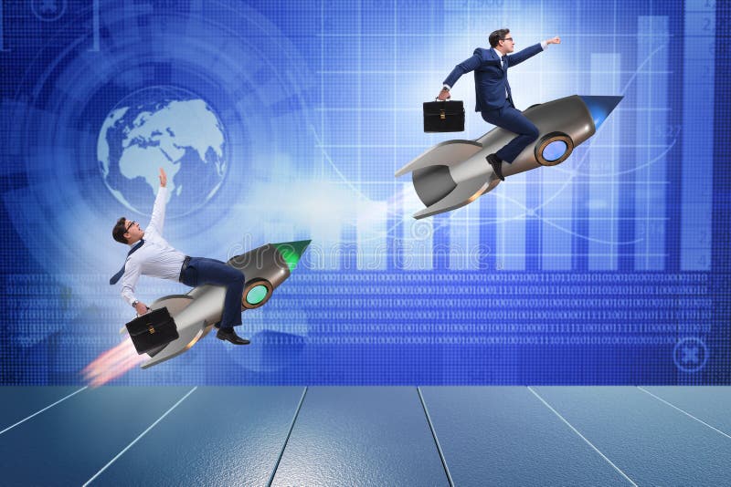 The Global Competition Concept with Chasing Businessmen Stock Image ...