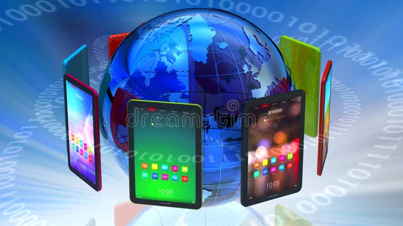 Rotating Globe with Color Icons Stock Video - Video of business ...