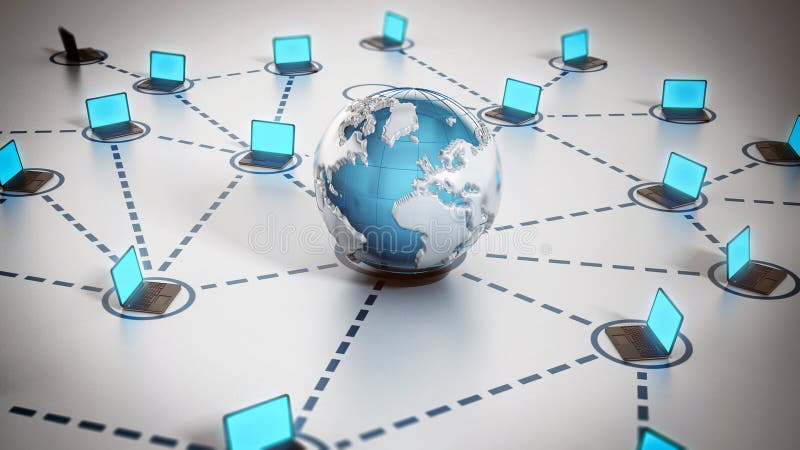 Global Computer Network Connecting a Globe and Laptop Computers. 3D ... Global Computer Network Connecting a Globe and Laptop Computers. 3D ...