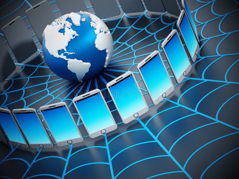 Global Computer Network with a Spider Web Stock Illustration ...