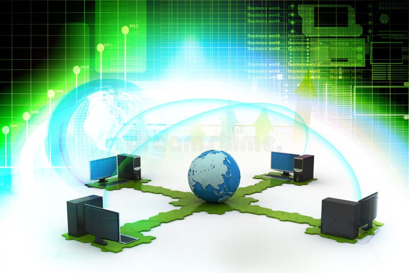 Global computer networking stock illustration. Illustration of bricks ...