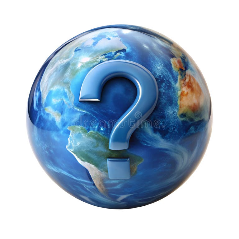 Global Concerns Represented by a Question Mark Symbol on the Realistic ...