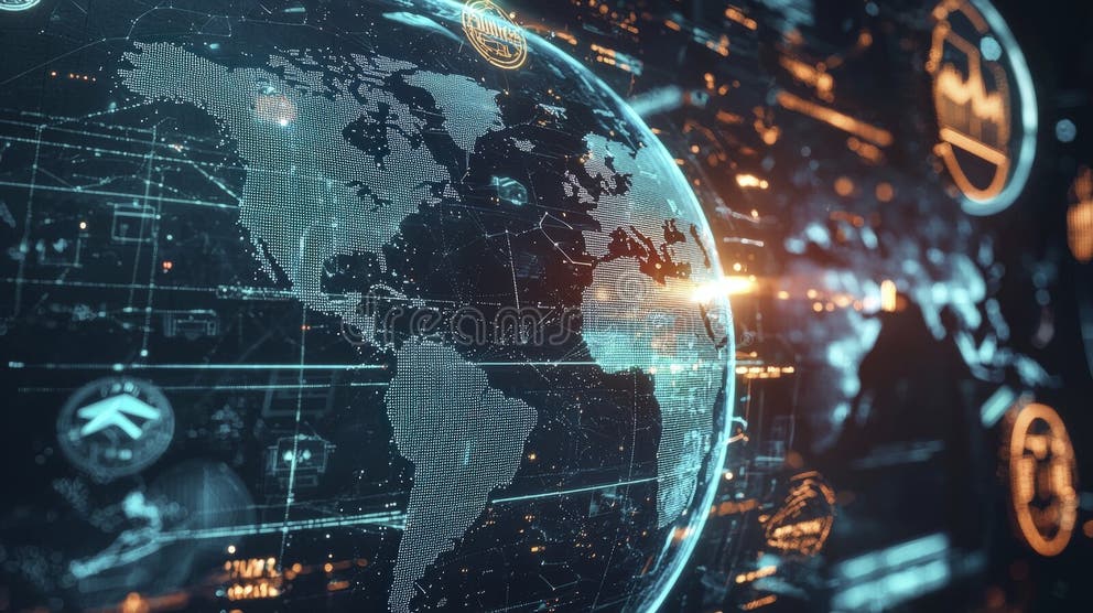 Global Conflict Analysis Digital World Map 3d Visualization Futuristic ...