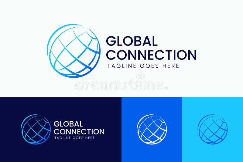 Modern Global Connection Logo Business with Geometric Globe Concept ...