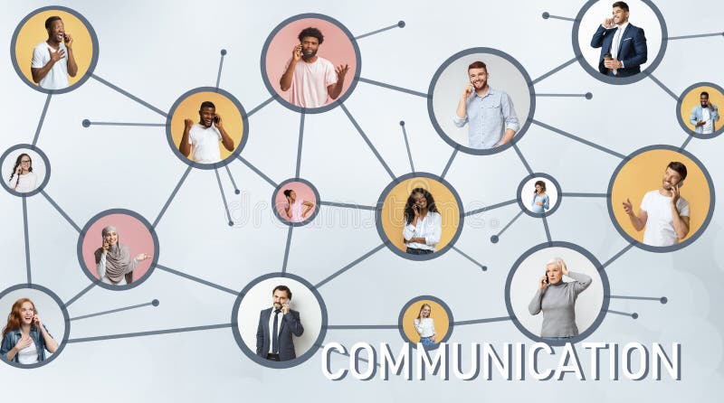 Global Connection. Different People Using Mobile Phones for ...