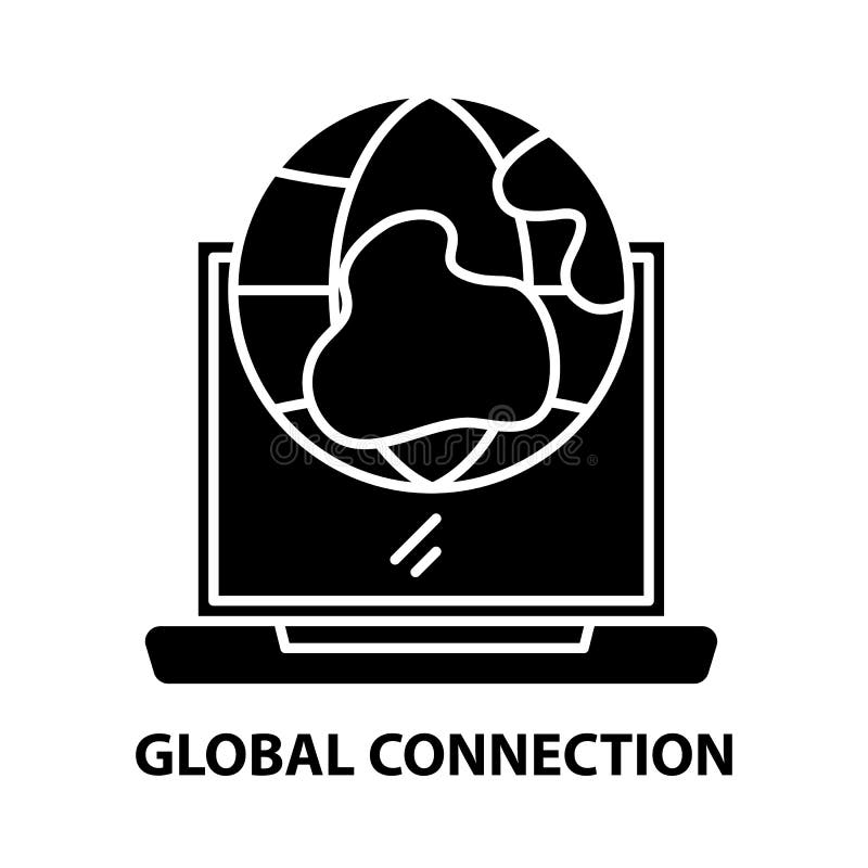 Global Connection Icon, Black Vector Sign with Editable Strokes ...