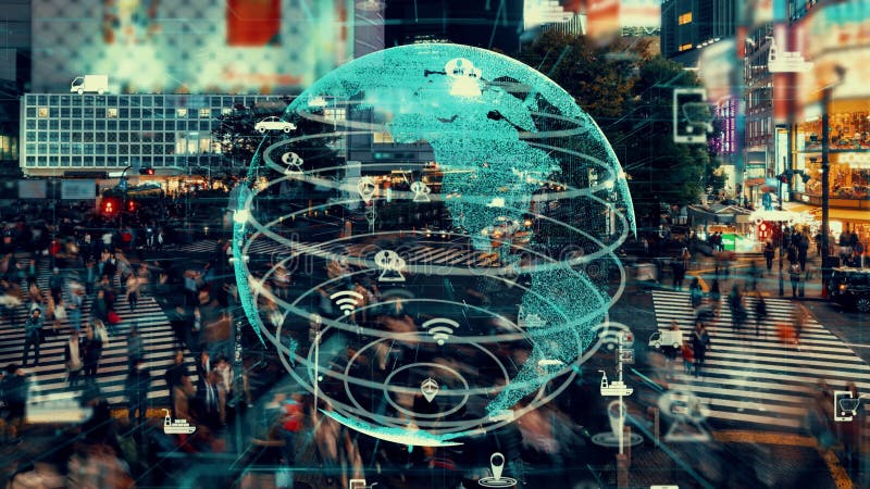 Smart City and Communication Network Concept. 5G. LPWA Low Power Wide ...