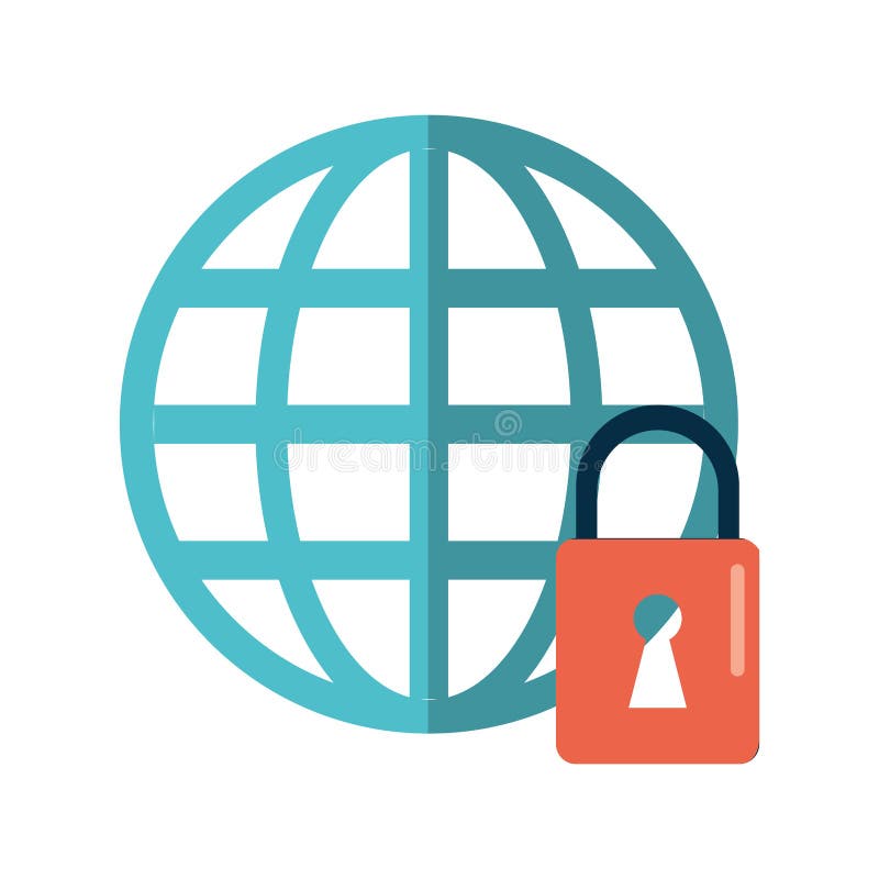 Global Connection Lock Security System Technology Stock Vector ...