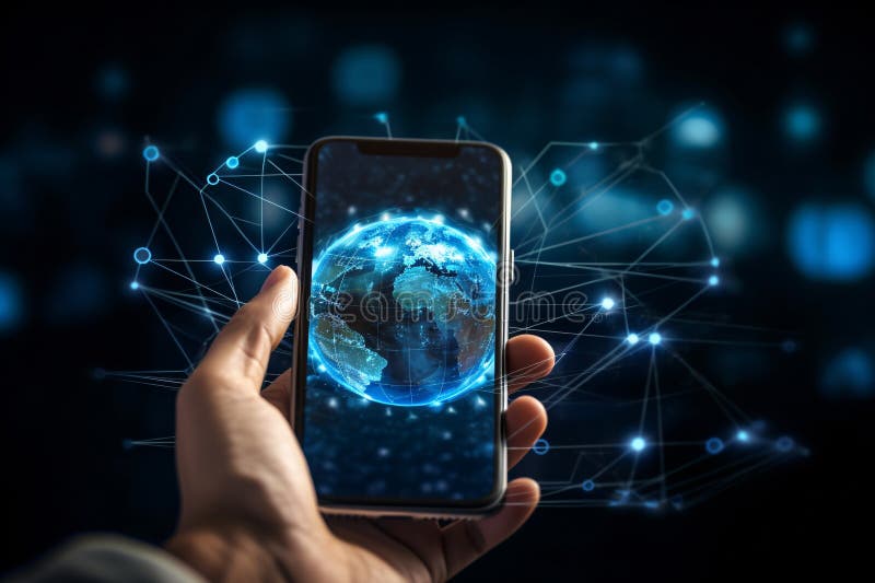 Global Connection in the Palm of Your Hand Stock Illustration ...