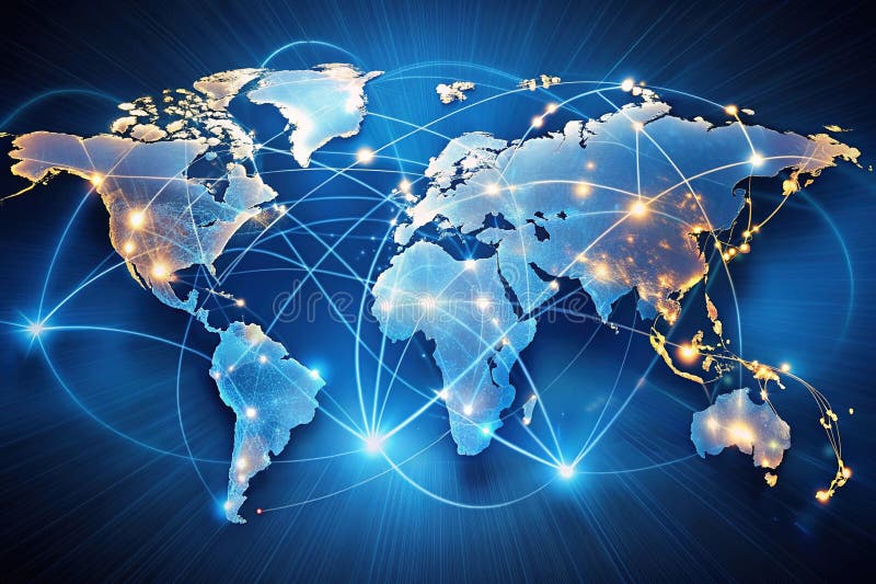Global Connections.a Captivating Image Depicting a World Map with ...