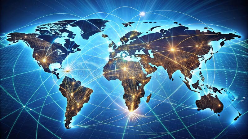 Global Connections.a Captivating Image Depicting a World Map with ...