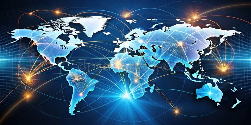 Global Connections.a Captivating Image Depicting a World Map with ...