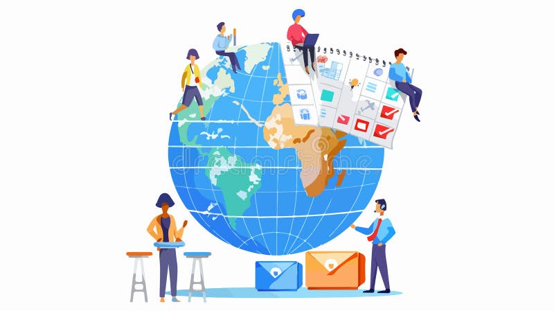 Global Connections: Globe with Diverse People Icons for International ...