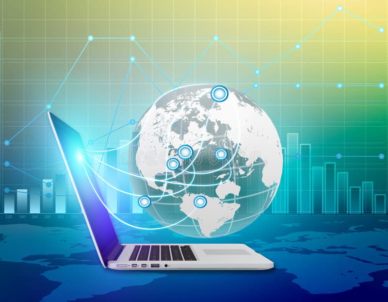 Global Connections through Internet with the World Stock Illustration ...