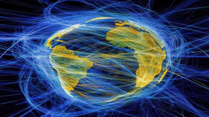 Global Connections: a Network of Light Around the World Stock ...