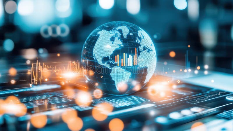 Global Connectivity, World Globe on Computer Screen Symbolizing ...