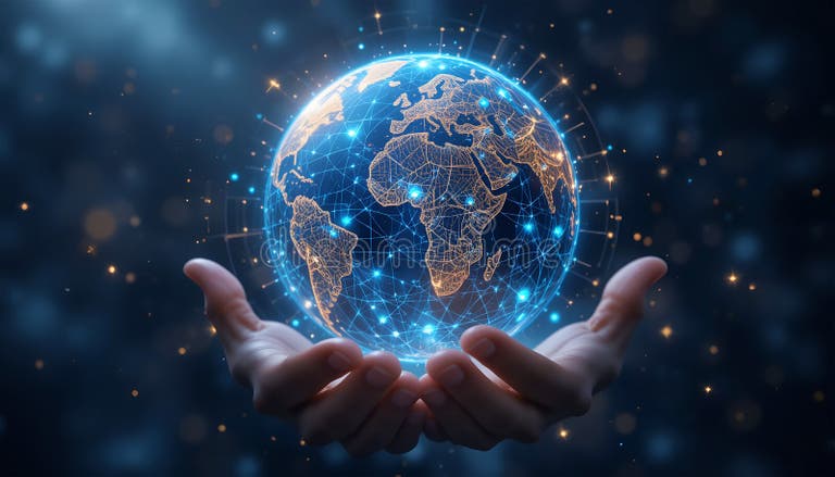 Global Connectivity a 3D Earth Globe Held in Hands, Representing Global ...