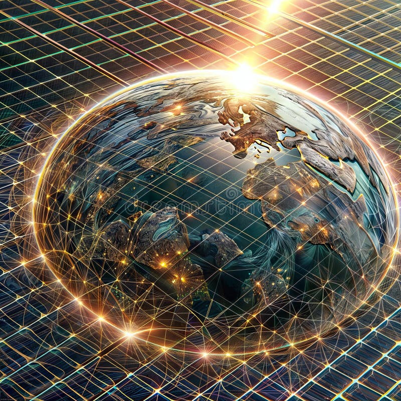 Global Connectivity: Digital Globe Linked Amidst Grid Background ...