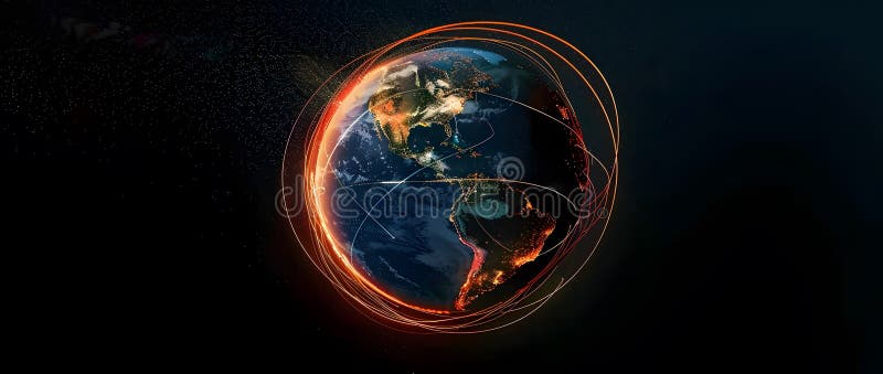 Global Connectivity: Digital Network and Flow Surrounding a Glowing ...