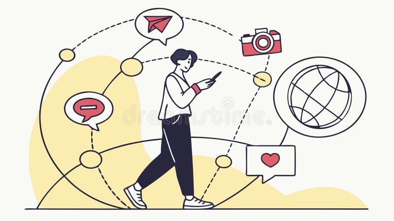 Global Connectivity and Digital Network Interaction, Vector Design ...