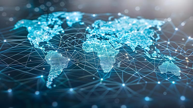 Global Connectivity: a Digital Network Map. Concept Digital ...
