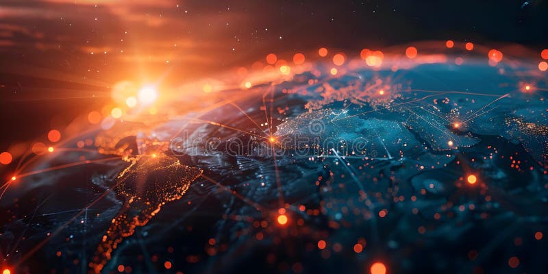 Global Connectivity: Earth with Network Diagram Connecting Countries ...