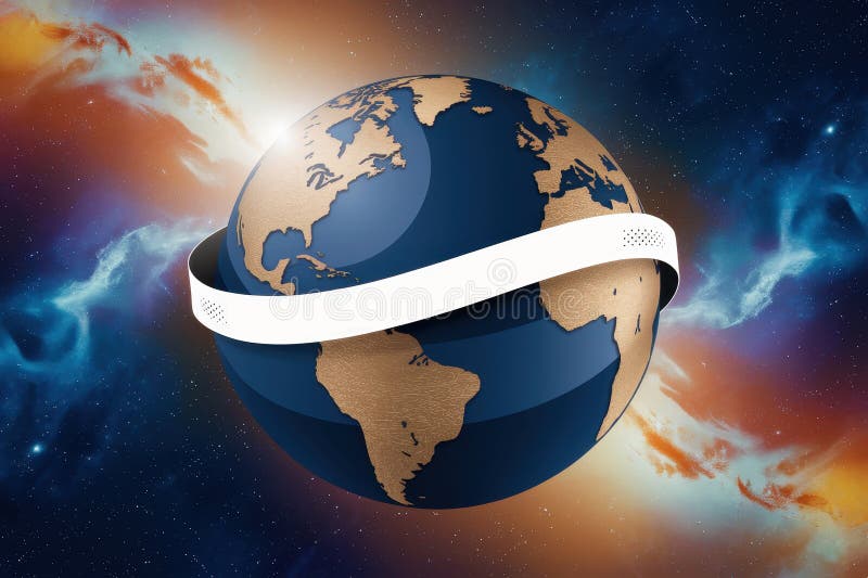 Global Connectivity: Futuristic Globe Surrounded by Digital Band in ...