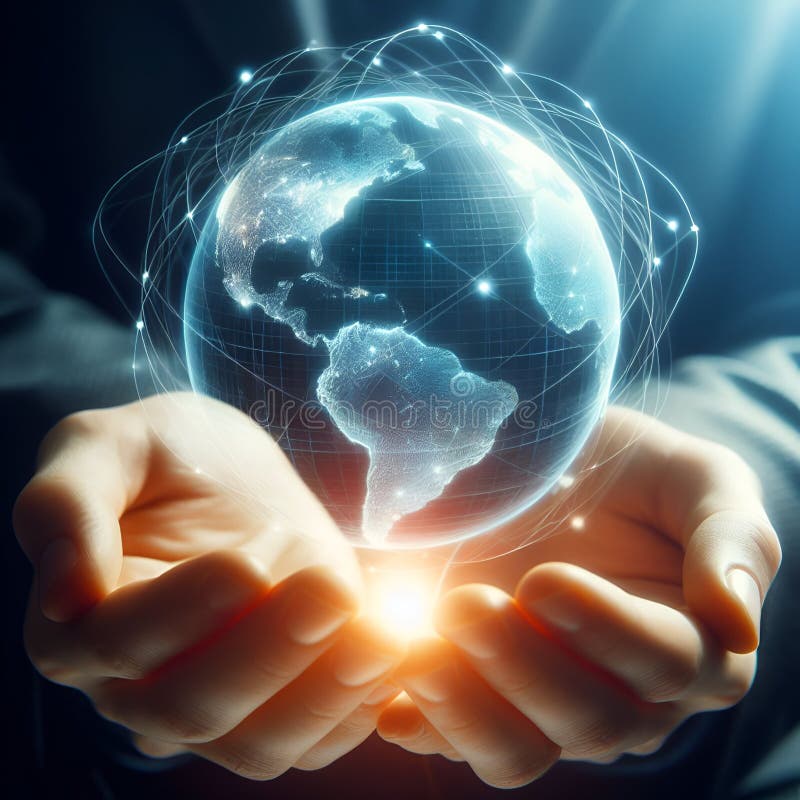 Global Connectivity: Globe Surrounded by Orbiting Satellites. Stock ...