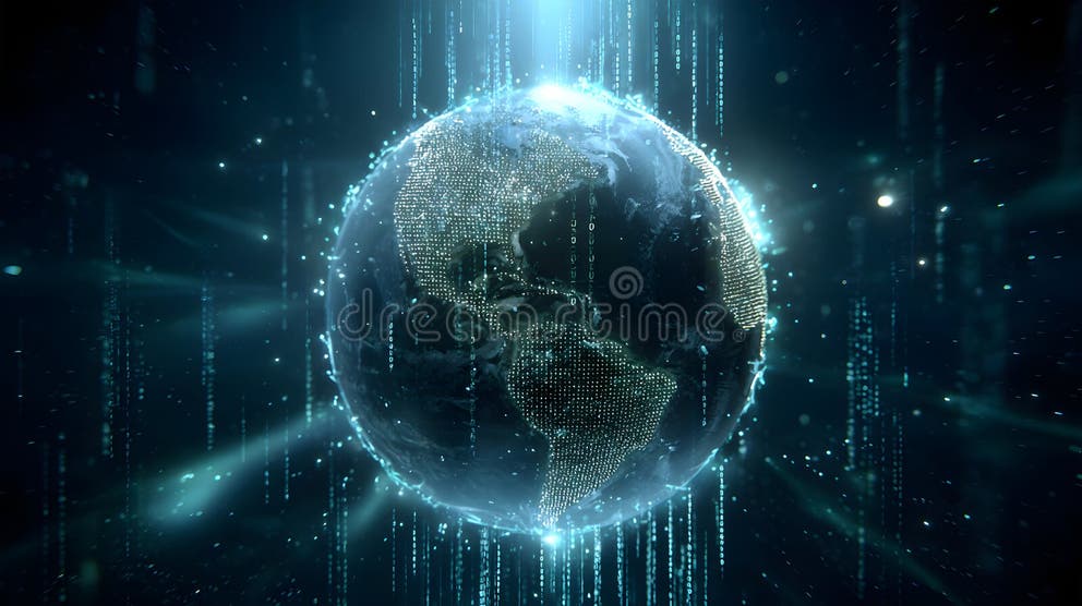 Global Connectivity in a High-Tech World. Futuristic Planet Earth ...