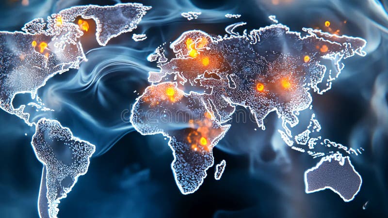 Global Connectivity: Illuminated Abstract World Map with Glowing Network Points Stock Video ...