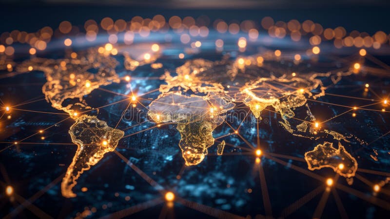 Global Connectivity, Illuminated Links Show a World Interconnected ...