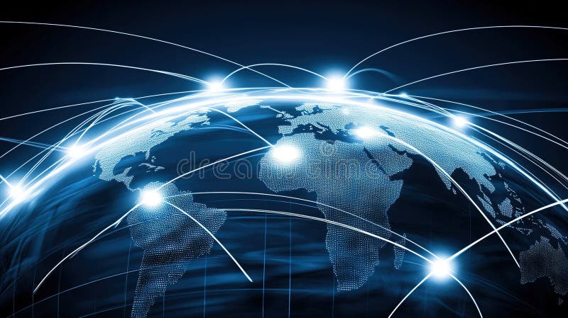 Global Connectivity Illustrated by Illuminated Pathways Connecting ...