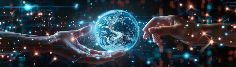 Global Connectivity Innovation Technology Hands Holding World ...