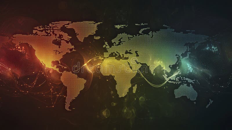 Global Connectivity Map Glowing Against Dark Background Digital ...