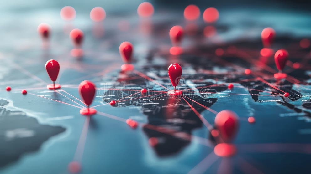 Global Connectivity Map with Network Points Digital World Infographic ...