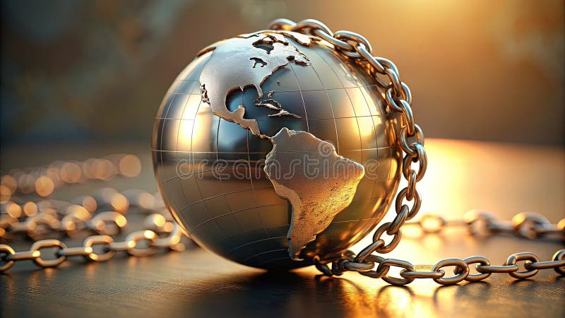 Global Connectivity a Minimalist 3D Render of a Metallic Sphere World ...