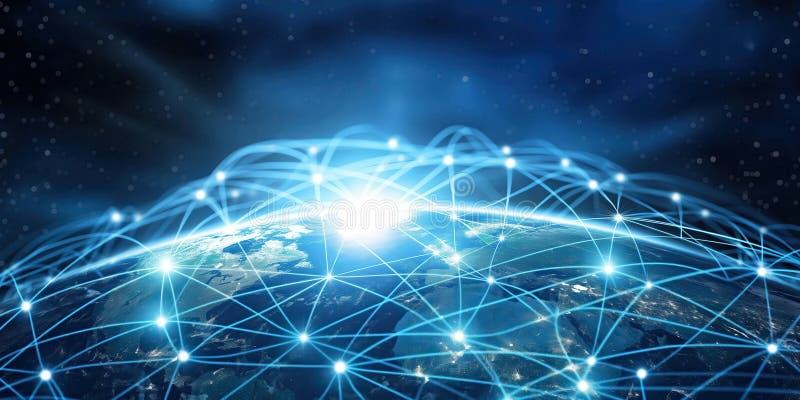 Global Connectivity Network from Space Created by Ai Stock Illustration ...