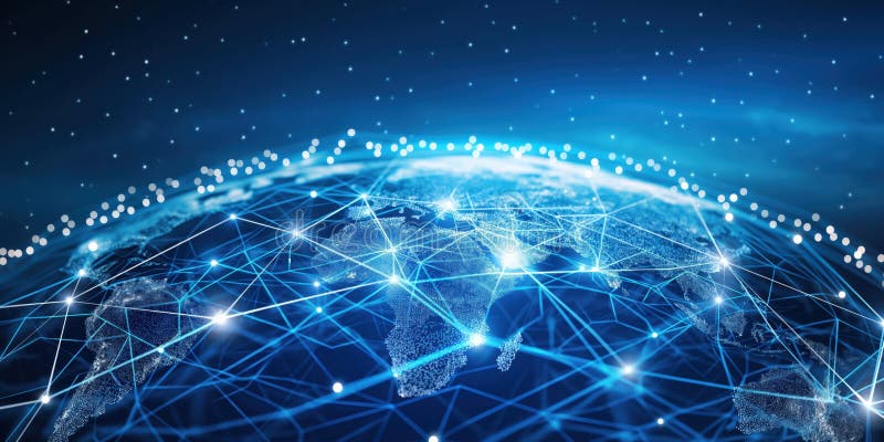 Global Connectivity Network from Space Created by Ai Stock Illustration ...