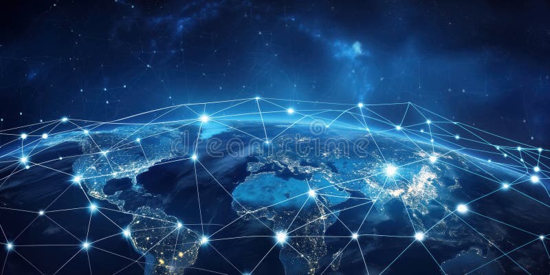 Global Connectivity Network from Space Created by Ai Stock Illustration ...