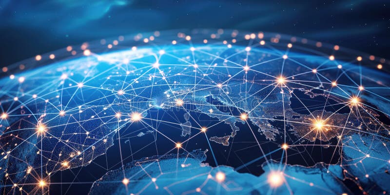 Global Connectivity Network from Space Created by Ai Stock Illustration ...