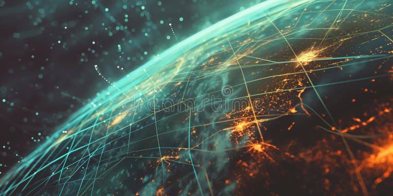Global Connectivity Network from Space Created by Ai Stock Illustration ...