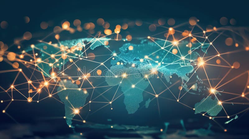 Global Connectivity Network from Space Created by Ai Stock Illustration ...