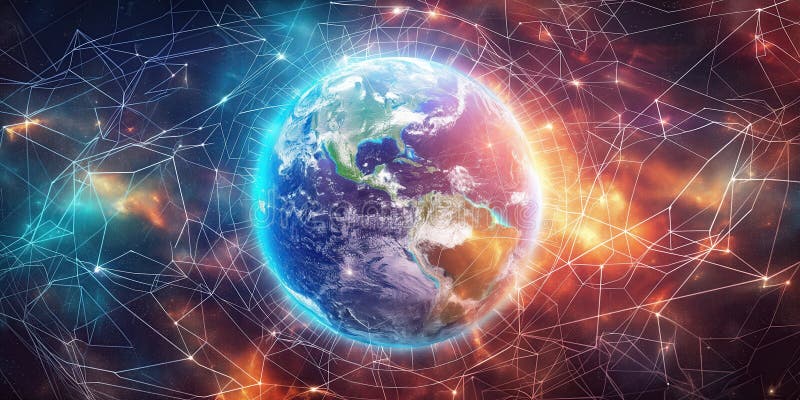 Global Connectivity Network from Space Created by Ai Stock Illustration ...