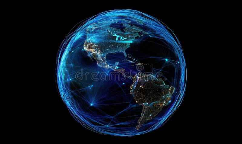 Global Connectivity Network Visualization with North and South America ...