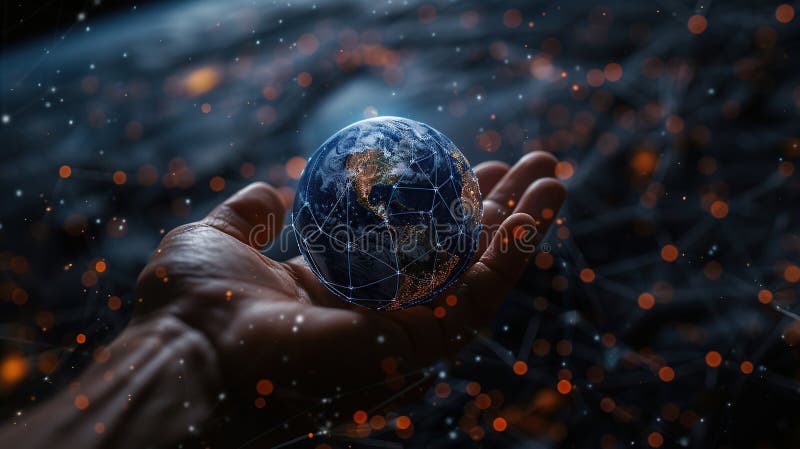 Global Connectivity in the Palm of Your Hand Stock Illustration ...