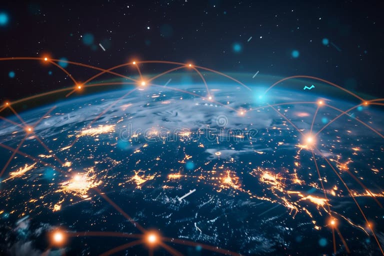 Global Connectivity: a Stunning View of Earth from Space Showcasing ...