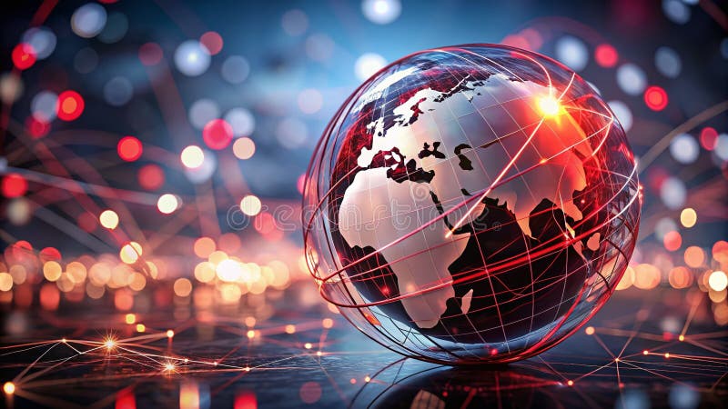Global Connectivity Visualized a Stunning 3D Digital Globe Silhouette Against a Bokeh Background ...