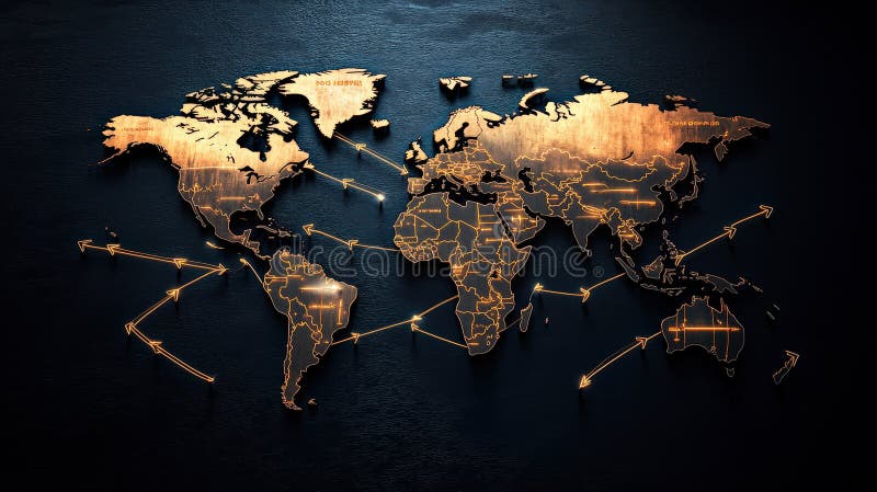 Global Connectivity World Map with Data Visualization Digital Realm ...